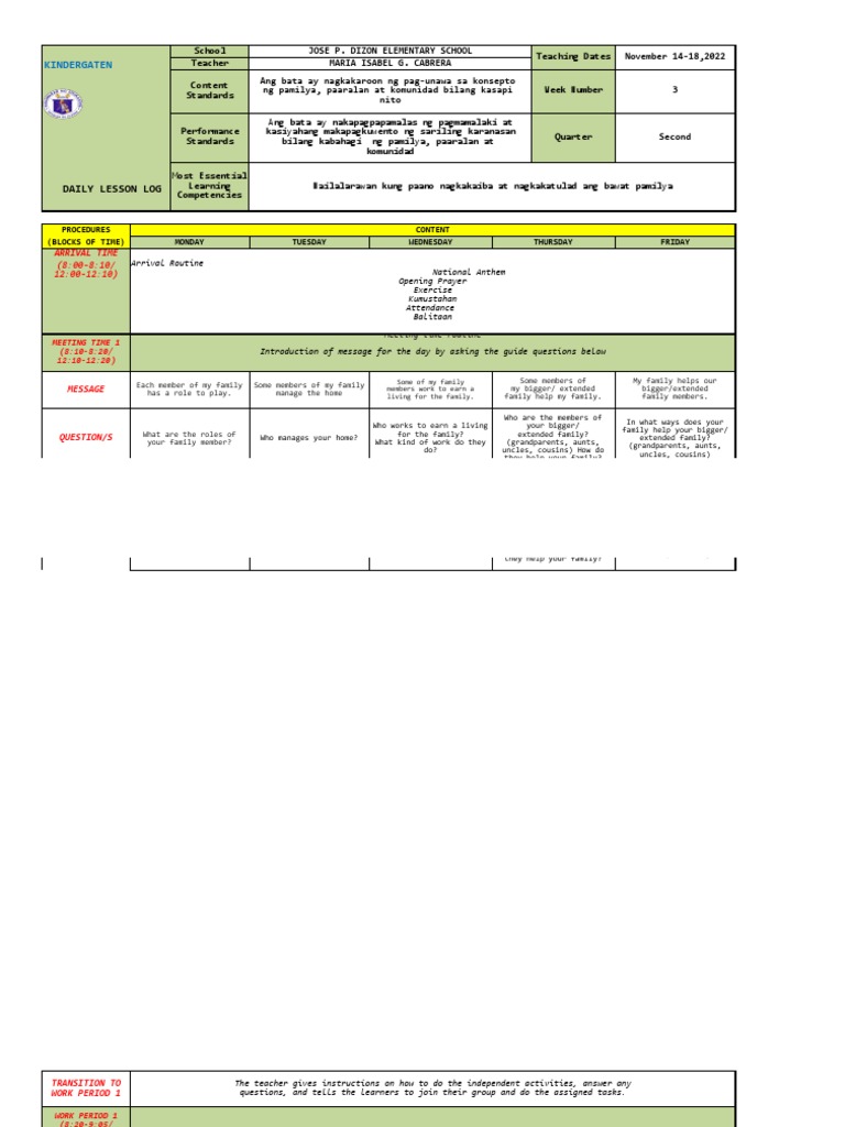 MELC DLL Q2 Week 3 | PDF | Teachers