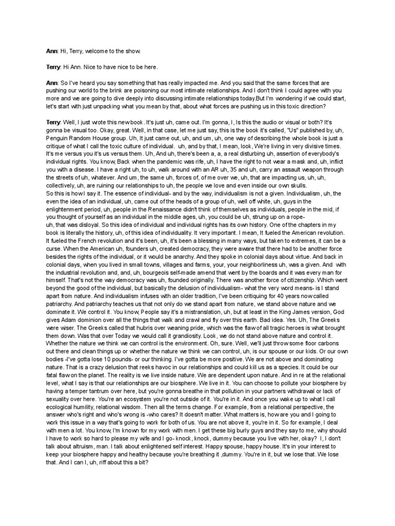 Terry Real Transcripts | PDF | Nature | Brain