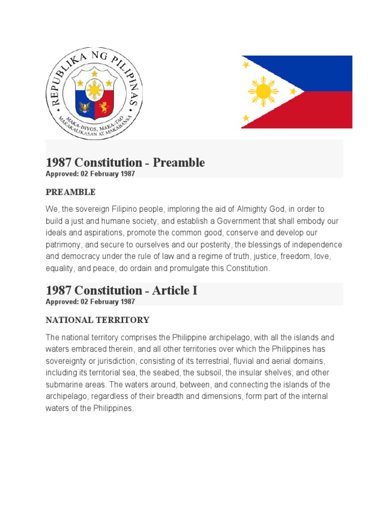 Article 12 and 3 Republic of The Philippines by Shirley Farrio | PDF ...