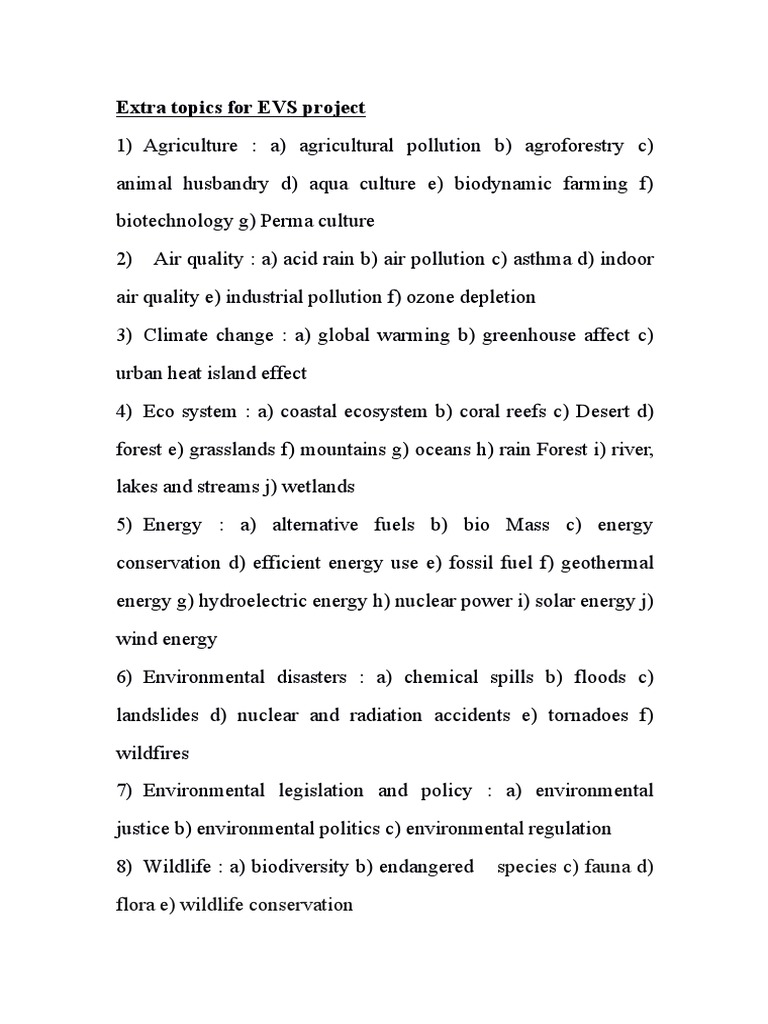 Extra Topics of Evs Project | PDF