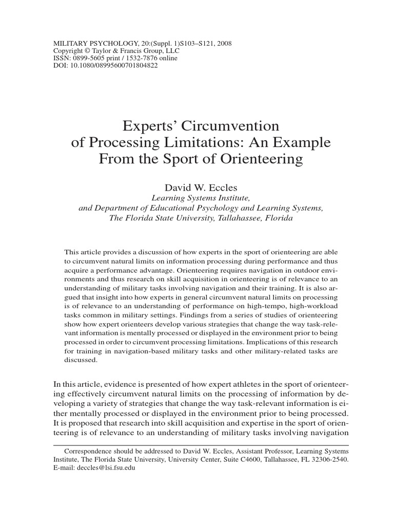 An Example From The Sport of Orienteering | PDF | Expert | Attention