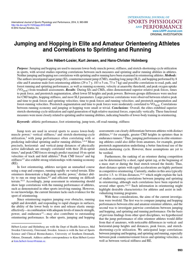 Jumping and Hopping in Elite and Amateur Orienteering Athletes | PDF