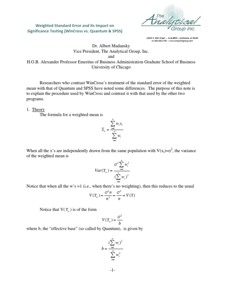 Weighted Mean | Download Free PDF | Weighted Arithmetic Mean | Variance