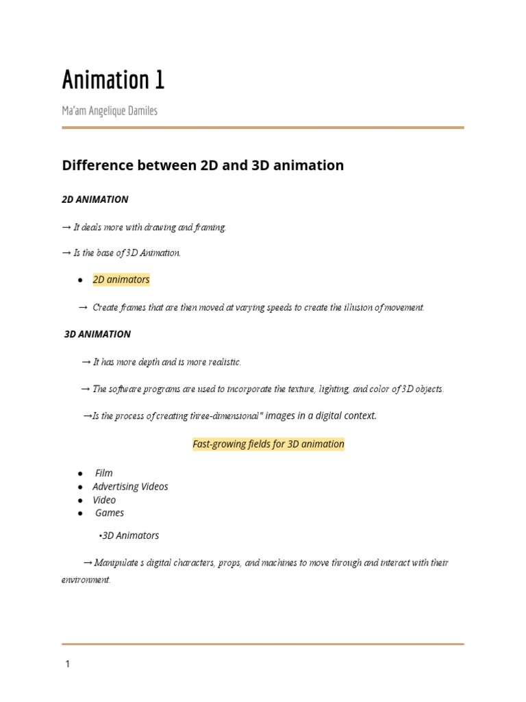Animation 1 | PDF | 3 D Computer Graphics | Animation