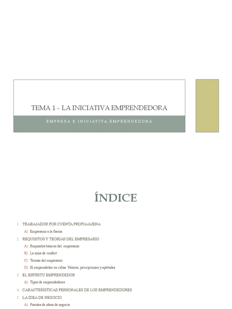 TEMA 1 - La Iniciativa Emprendedora | PDF | Iniciativa empresarial | Business