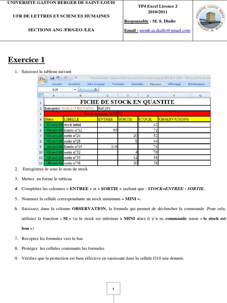 TP Informatique-Excel | PDF