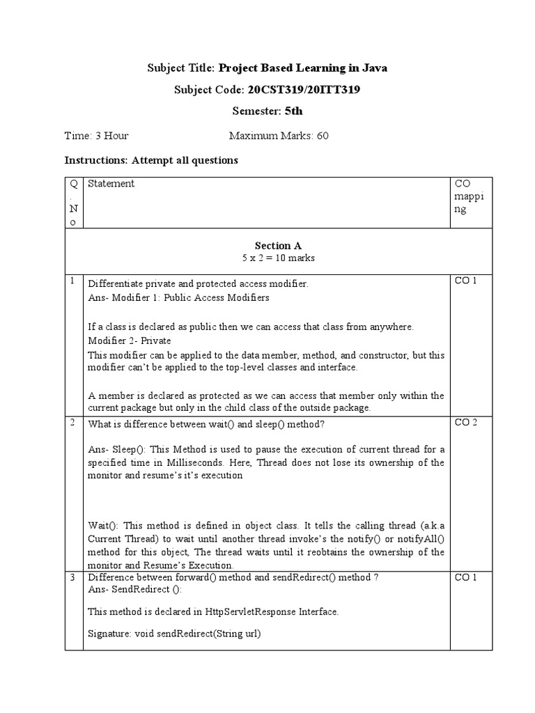 Sample Paper 2 Answers Pdf Programming Constructor Object Oriented Programming