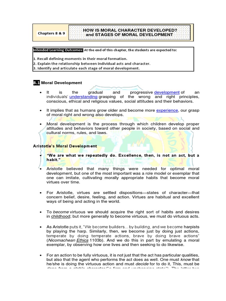 Week 7 HOW IS MORAL CHARACTER DEVELOPED STAGES OF MORAL DEVELOPMENT ...