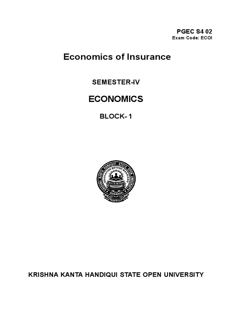 Economics of Insurance - Block - 1 | PDF | Insurance | Risk