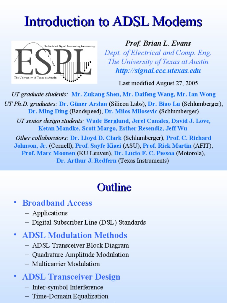 ADSL Modulation and Equalization Techniques | PDF | Digital Subscriber ...