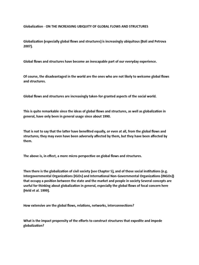 Globalization - ON THE INCREASING UBIQUITY OF GLOBAL FLOWS AND ...