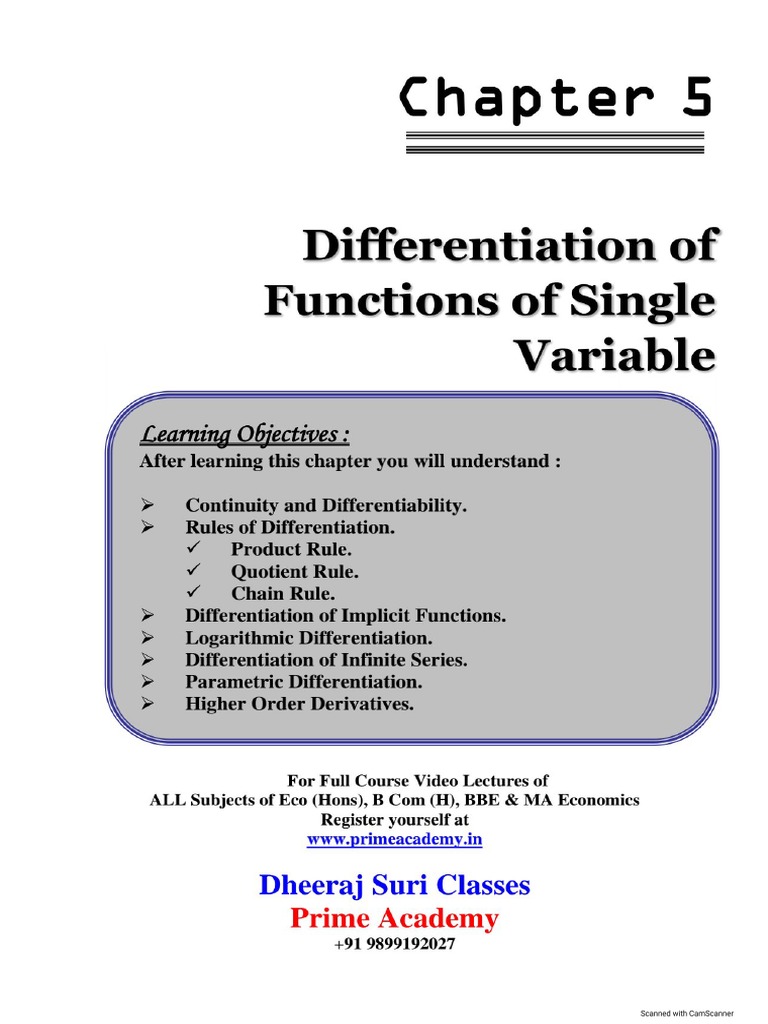 Chapter 5 Differentiation | PDF