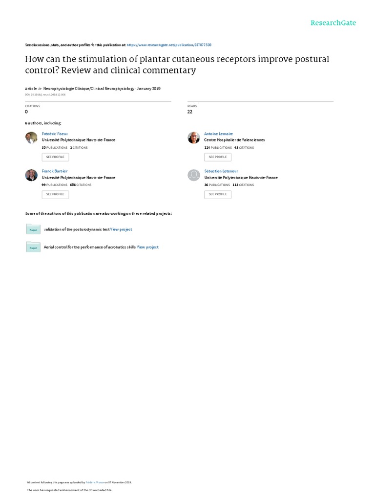 How Can The Stimulation of Plantar Cutaneous Receptors Improve Postural ...