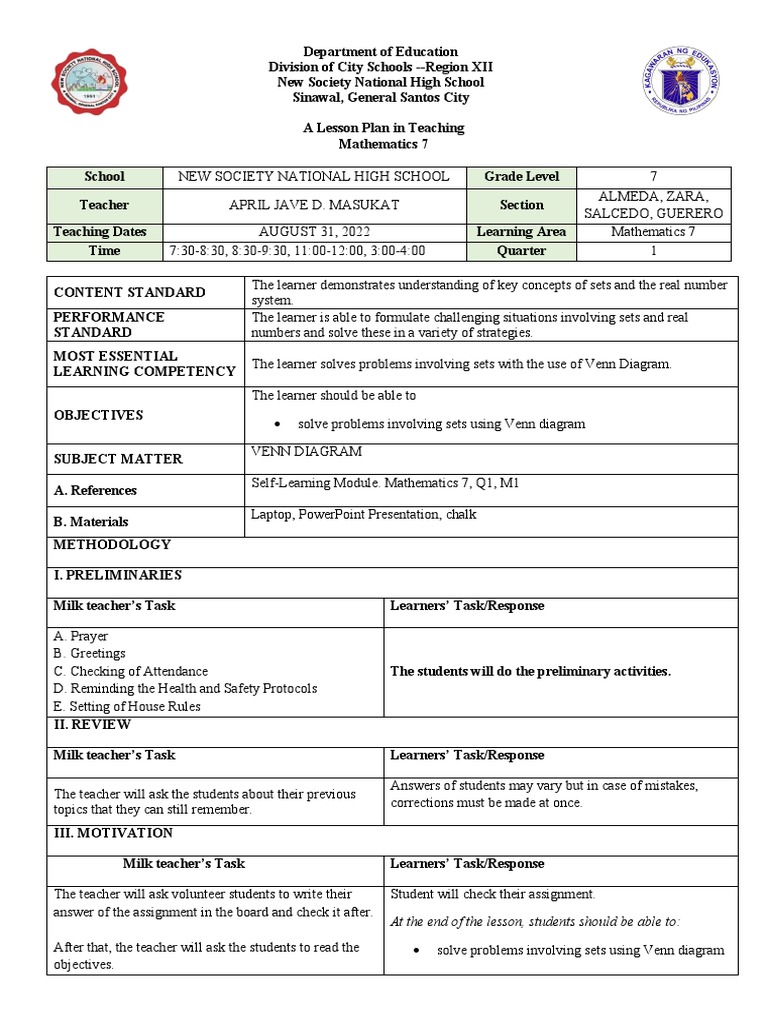 Grade 7 Math DLP | PDF | Teaching Method | Teachers
