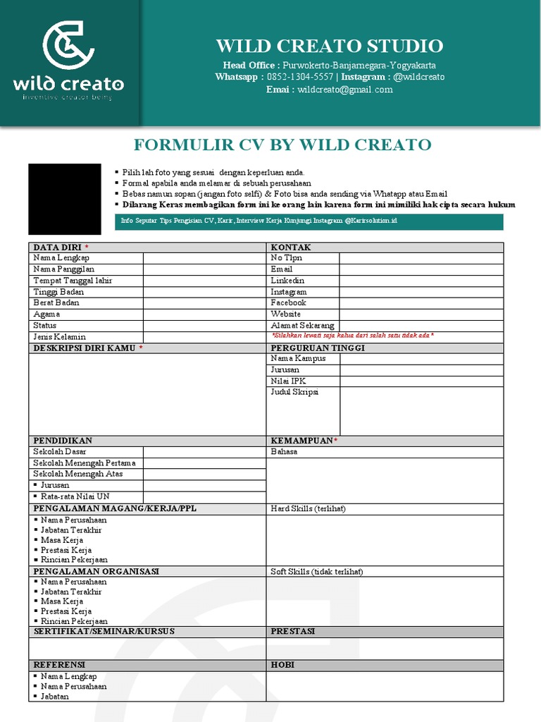 Formulir CV by Wild Creato | PDF