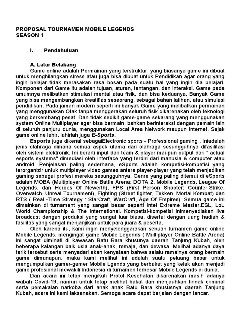 Proposal Tournamen Mobile Legends | PDF