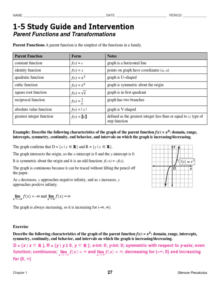 Answer Key 1-5 Study Guide and Intervention | PDF | Function ...