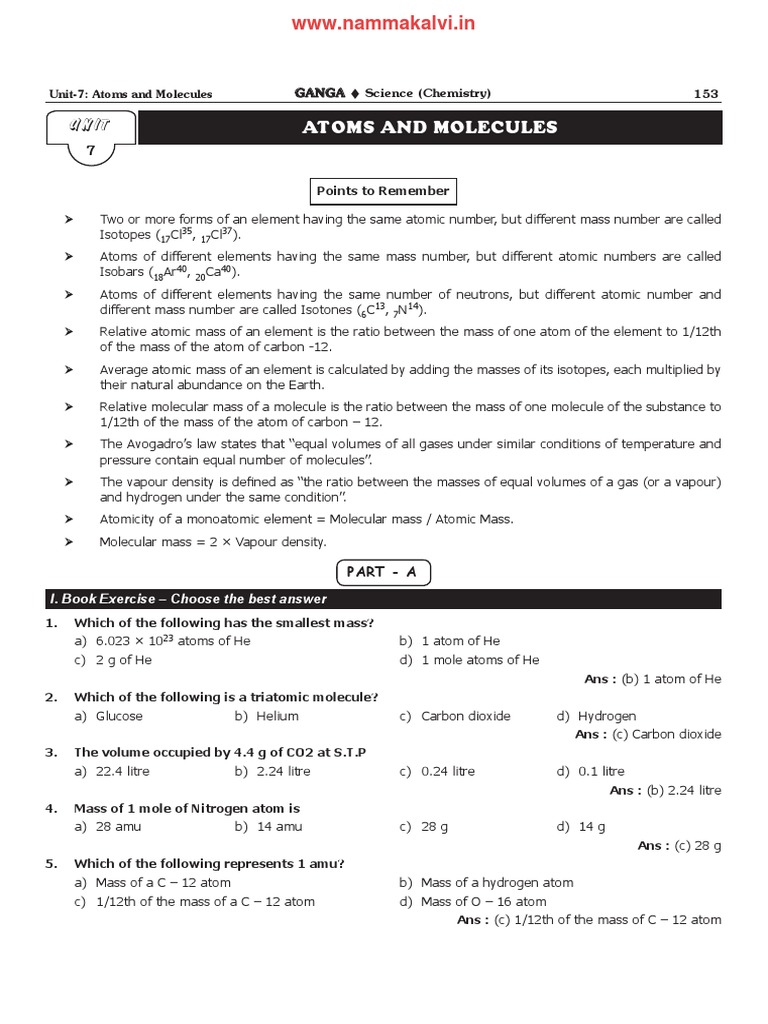 namma_kalvi_10th_science_chemistry_ganga_guide_em_218960 | PDF | Mole ...