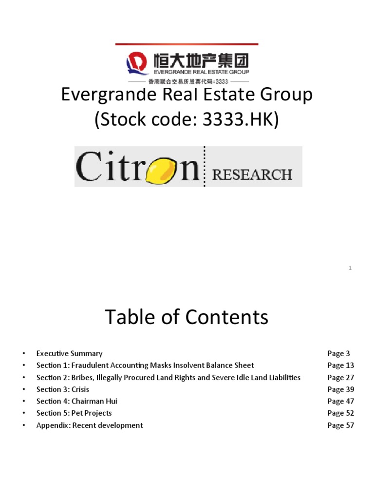 Evergrande Citron Presentation | PDF | Equity (Finance) | Balance Sheet