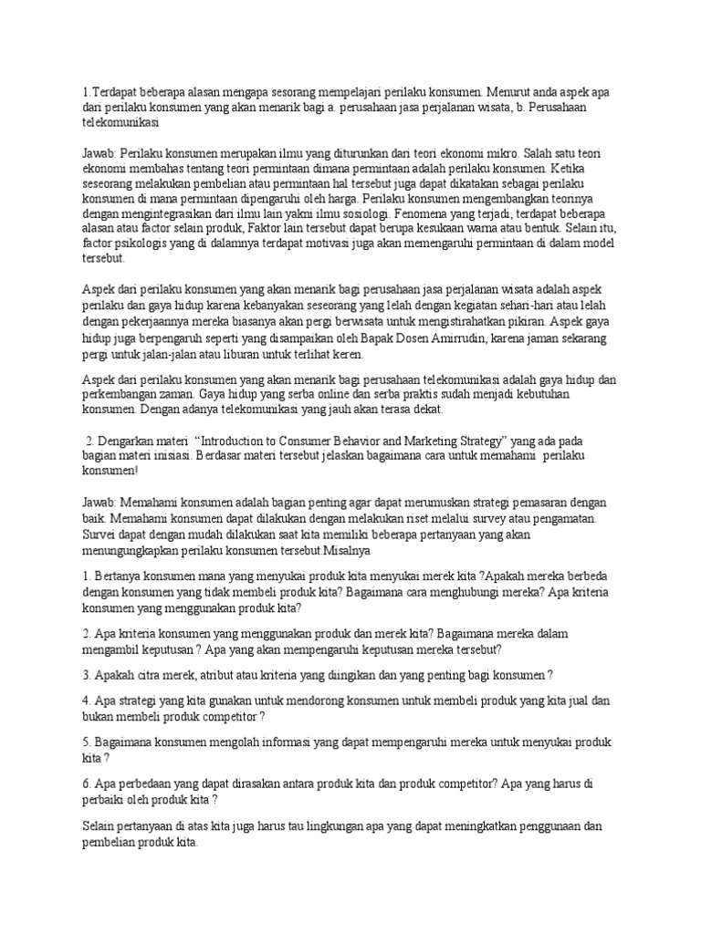 Diskusi 1 Perilaku Konsumen | PDF | Bisnis