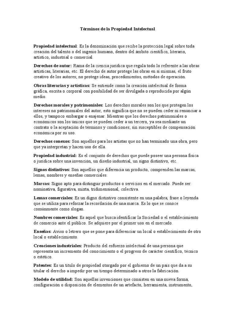 Términos de La Propiedad Intelectual | PDF | Propiedad intelectual | Propiedad