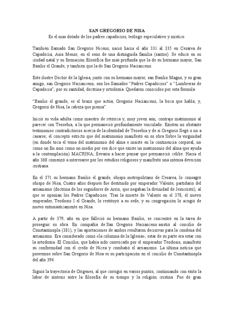 San Gregorio de Nisa | PDF | arrianismo | Familias denominacionales cristianas