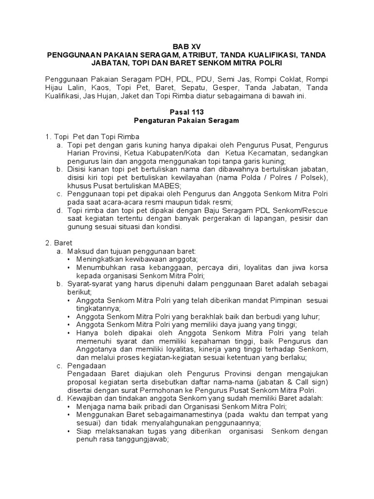 Panduan Seragam dan Atribut Senkom | PDF