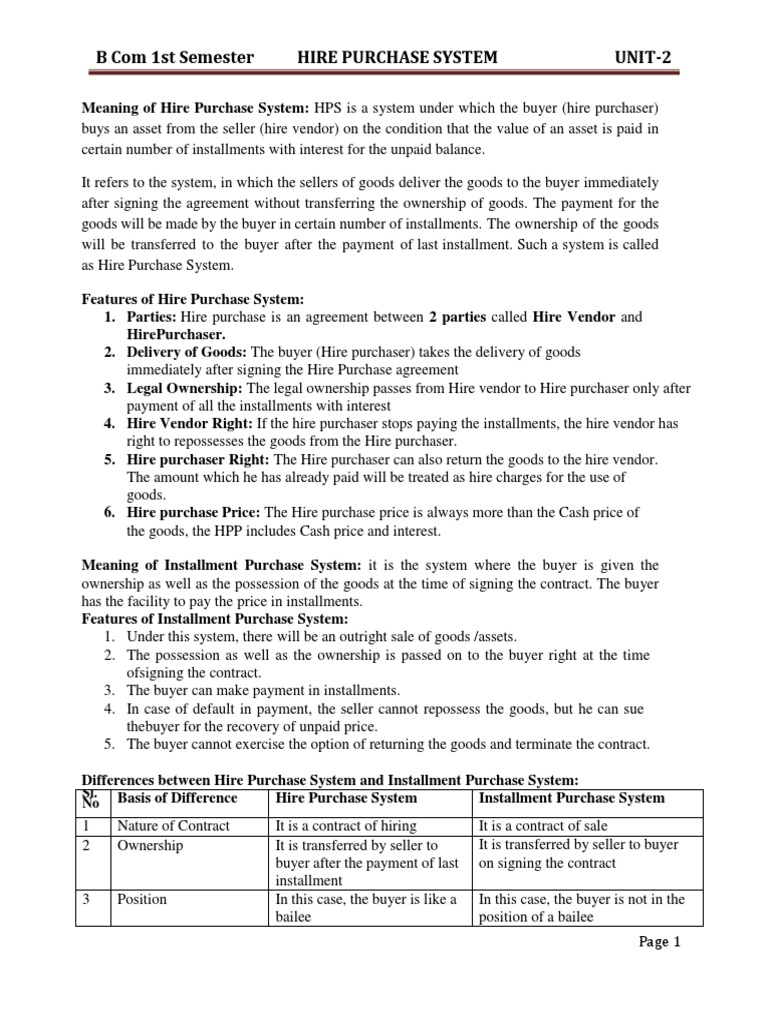 Hire Purchase System | PDF | Depreciation | Interest