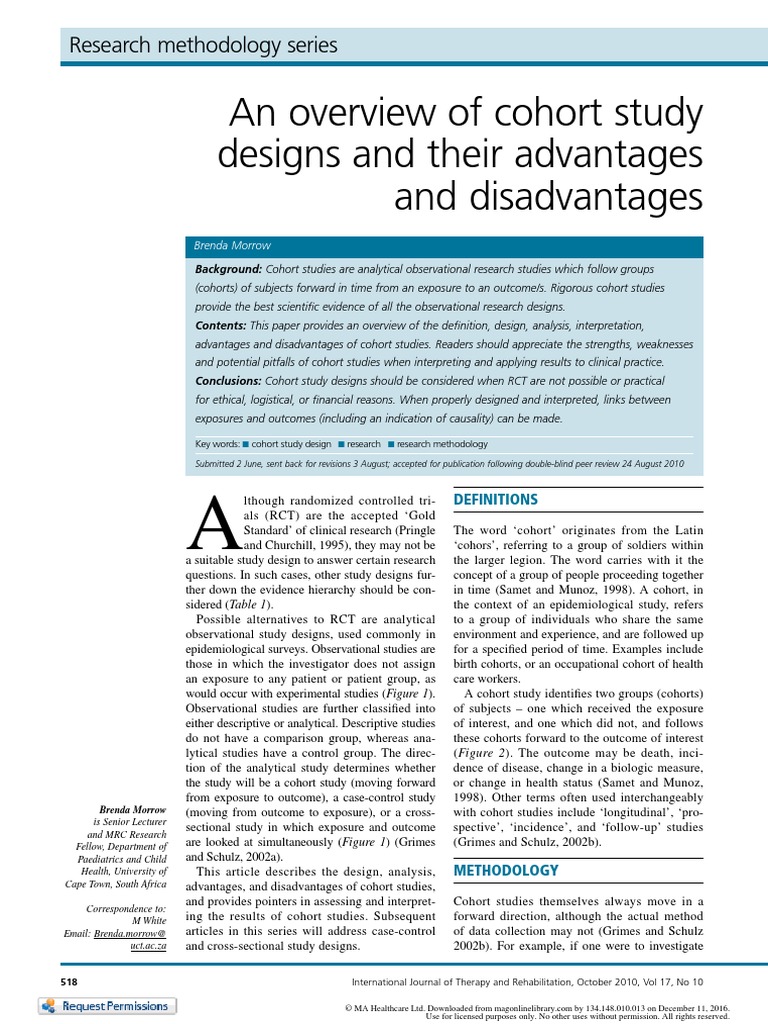 Cohort Morrow2010 | PDF | Cohort Study | Randomized Controlled Trial