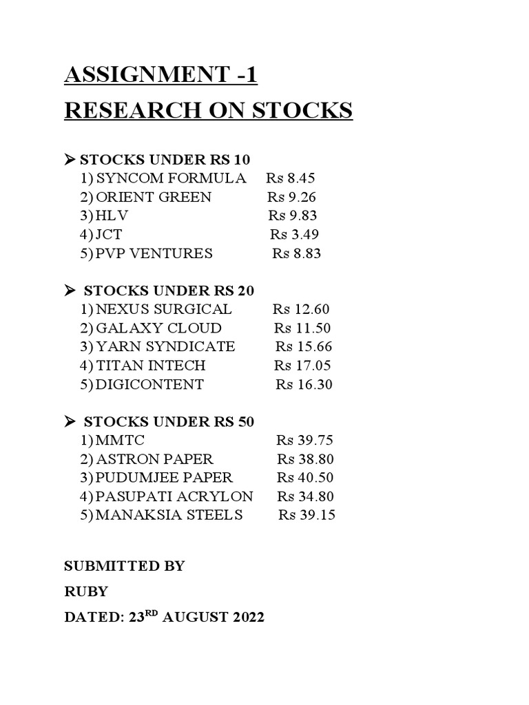 Research On Stocks | PDF