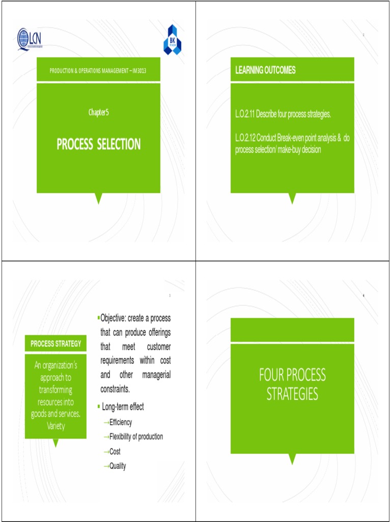 Chapter 5 - PROCESS SELECTION | PDF | Supply Chain | Supply Chain Management