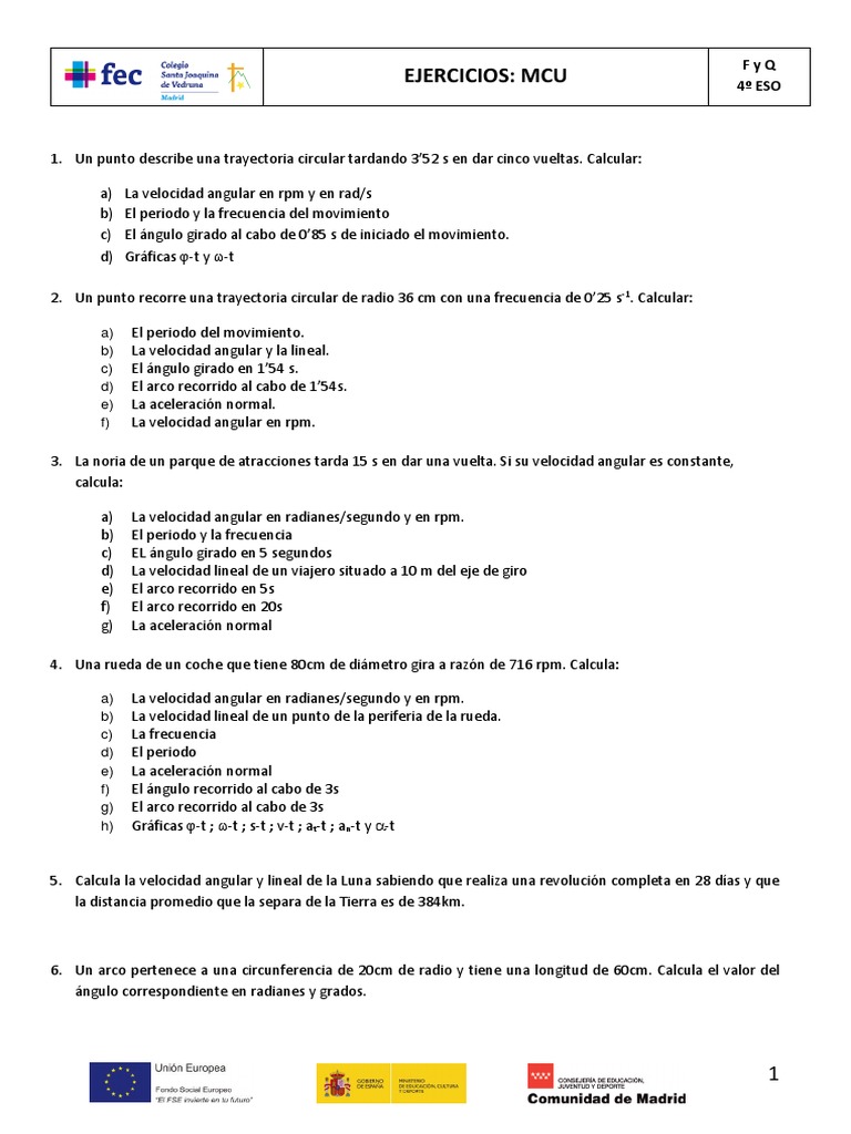 Ejercicios MCU 2020-21 | PDF