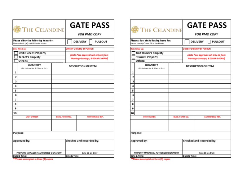 Gate Pass - Pmo | PDF