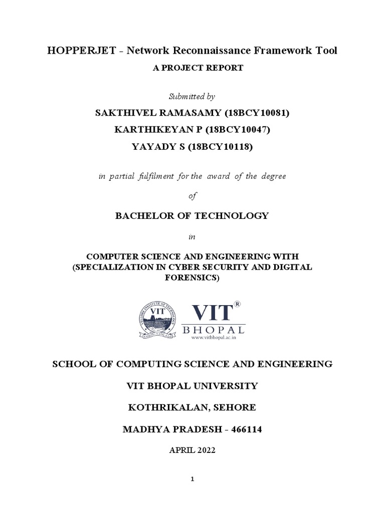 HOPPERJET - Network Reconnaissance Framework Tool - Report | PDF | Transmission Control Protocol ...