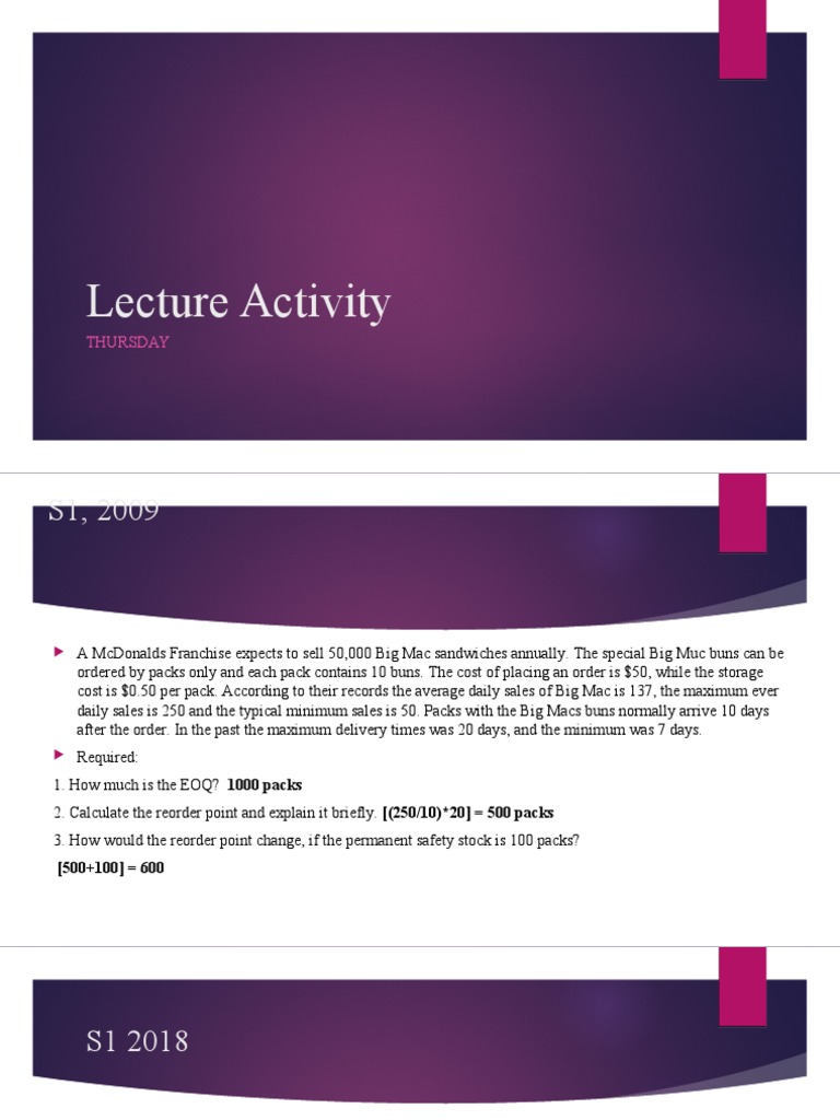 Lecture Activity - EOQ | PDF
