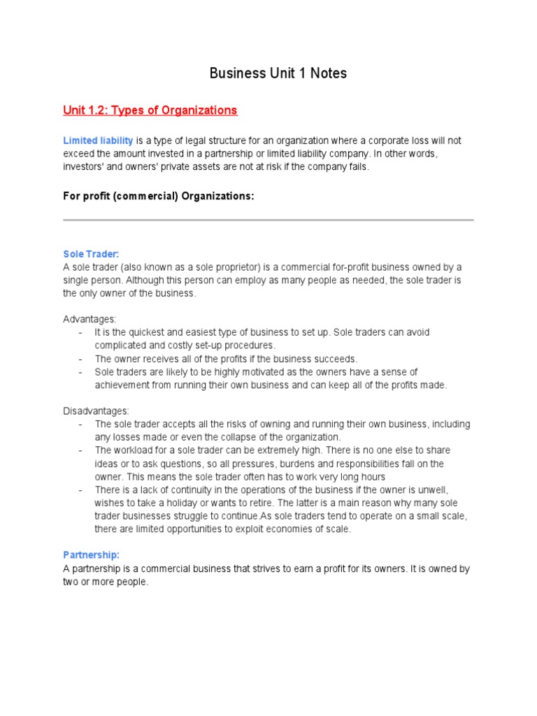 Business Unit 1 Notes | PDF | Microfinance | Public–Private Partnership