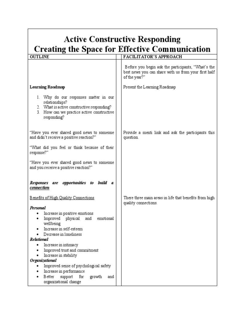 Active Constructive Responding | Download Free PDF | Social Psychology ...