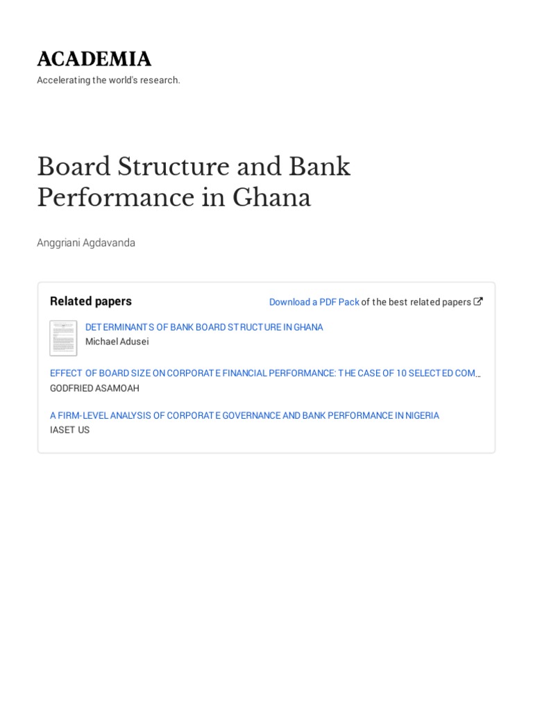 Board Structure and Bank Performance in Ghana-With-Cover-Page-V2 | PDF ...