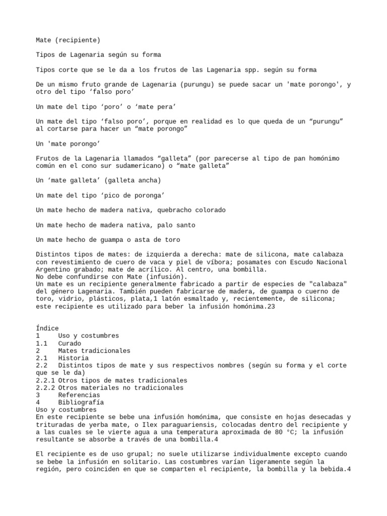 Mate. Recipiente | PDF | Cocina, comidas y vino | Hogar, jardinería y ...