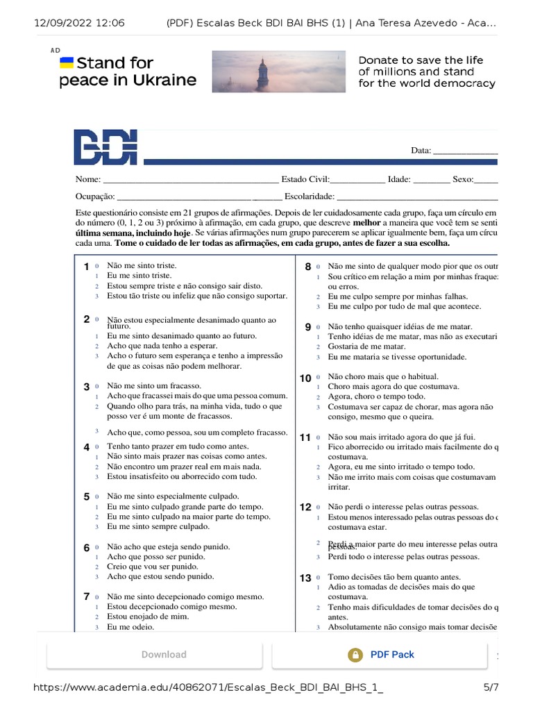 Escala BDI | PDF