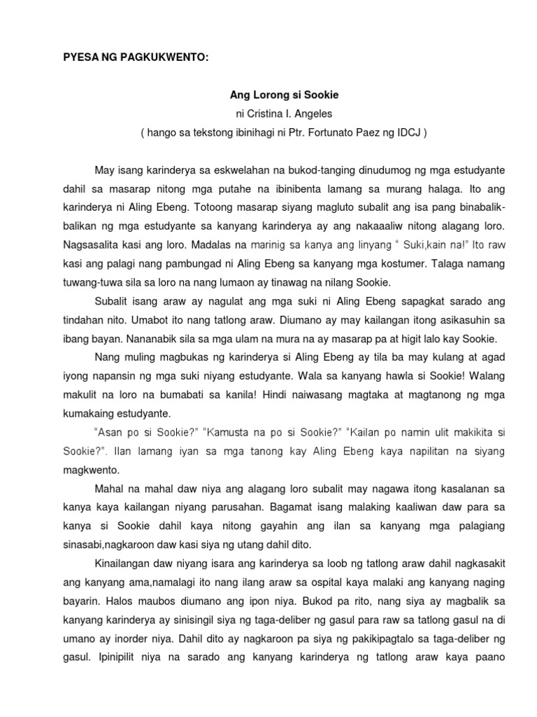 Pyesa NG Talumpati at Pagkukwento | PDF