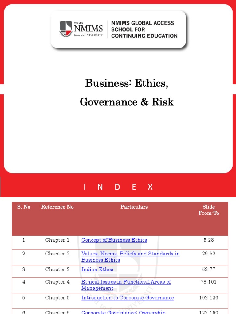 Business Ethics Governance and Risk PDF | PDF