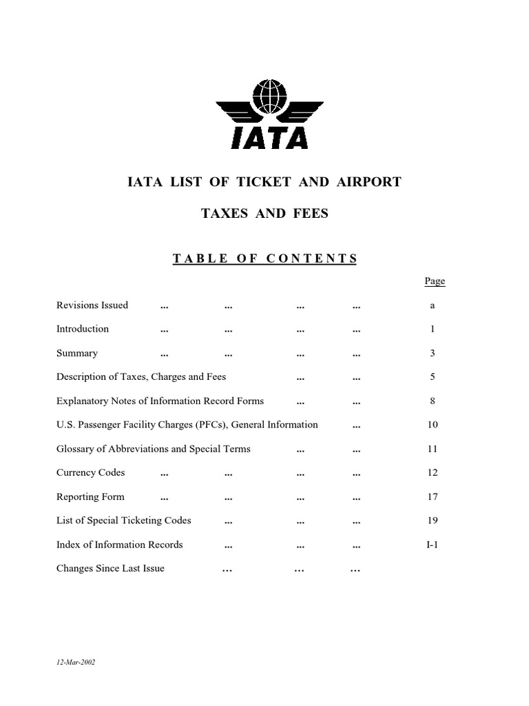 Tarifas Iata | PDF | Taxes | Airport