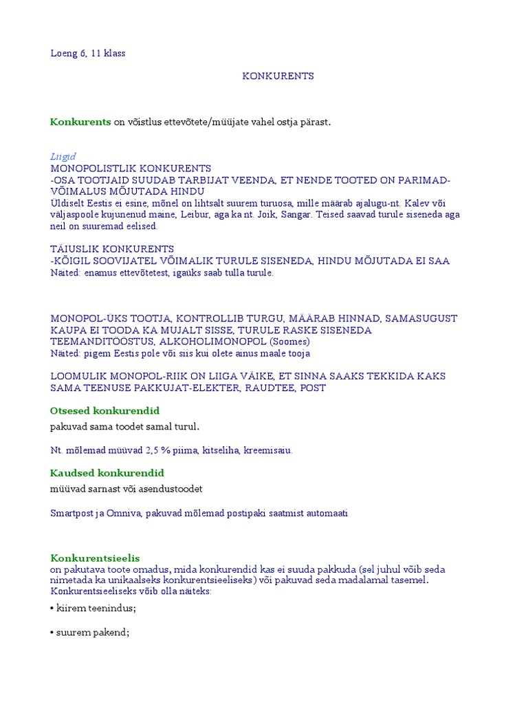 Loeng 6, Konkurents 11 Klass | PDF