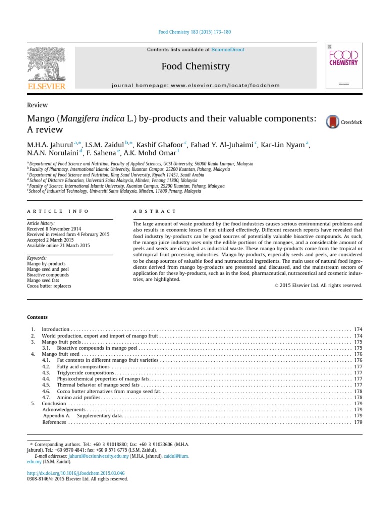 Valuable Components from Mango By-Products: A Review of Bioactive ...