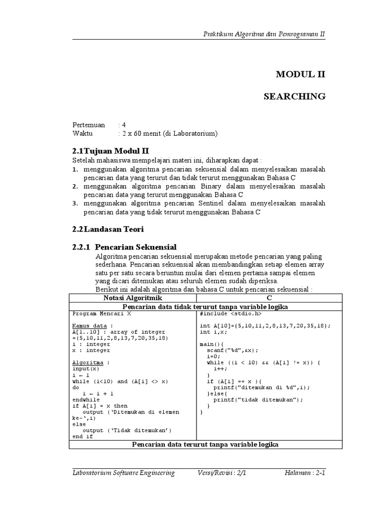 Modul 2 Alpro 2 - Searching | PDF