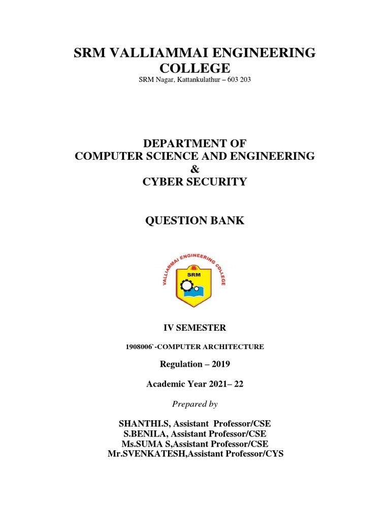 IV SEMESTER COMPUTER ARCHITECTURE QUESTION BANK | PDF | Cpu Cache | Central Processing Unit