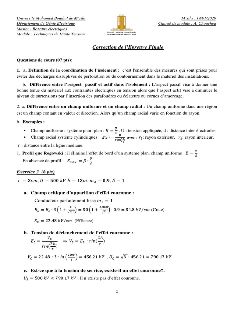 Techniques de Haute Tension Correction | PDF | Transport d'énergie ...