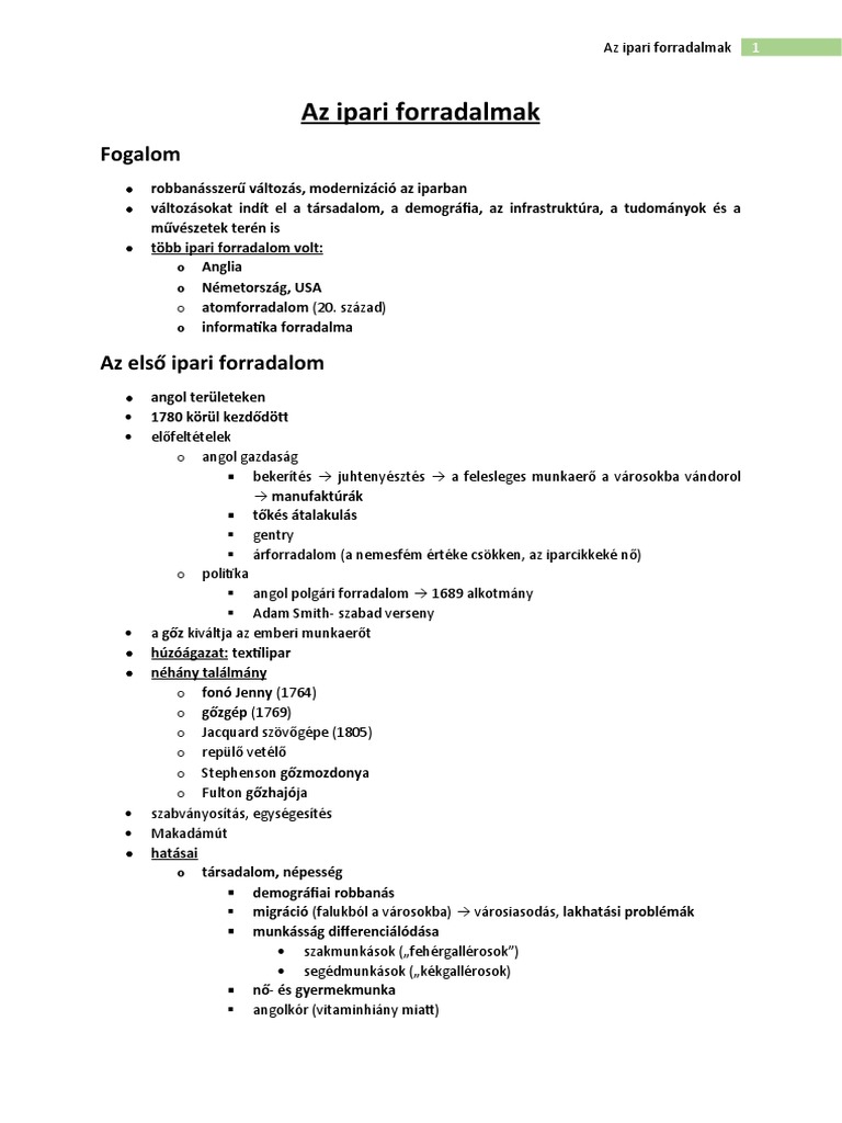 Az Ipari Forradalmak | PDF
