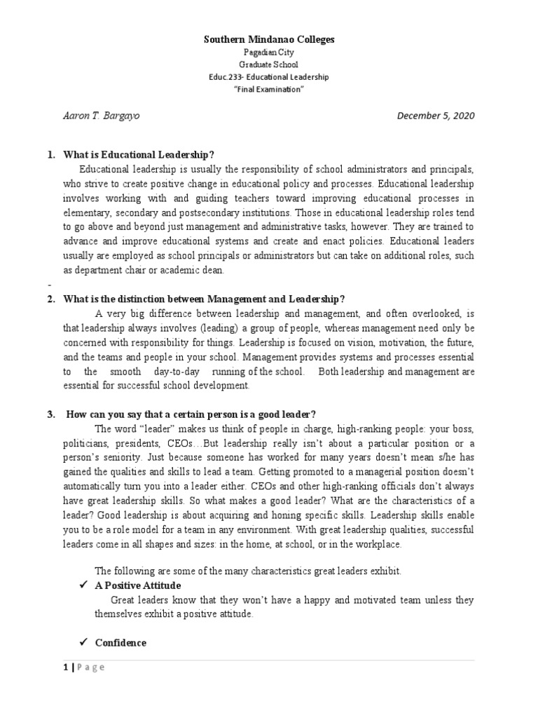 Aaron Leadership | PDF | Leadership | Behavior Modification